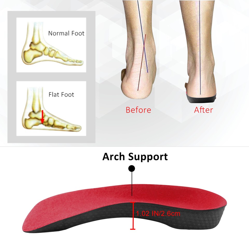 1/2/3Pair Orthotic Shoe Insoles Inserts Plantar Fasciitis Flat Feet ...