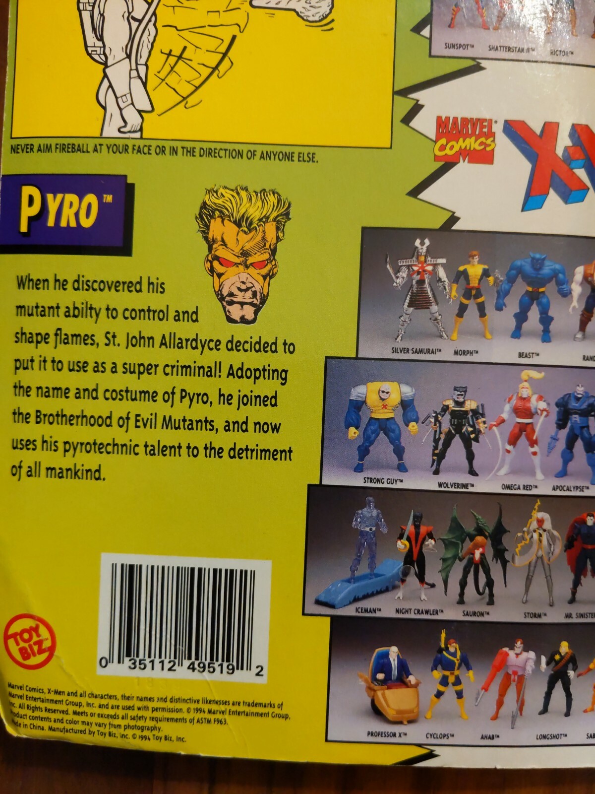 X-Men X-Force Pyro Figure Marvel ToyBiz 1994 vintage 90s brotherhood of ...