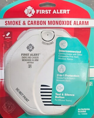 First Alert Wireless Interconnect Talking Battery Operated Smoke and ...