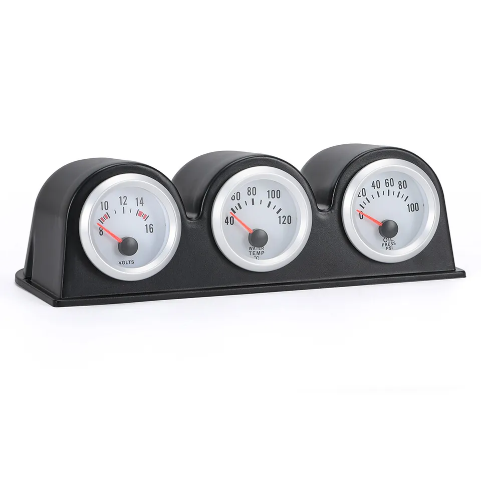 52mm Auto Gauge Set 3in1 Gauge Digital Dash Voltmeter Temperature Oil ...