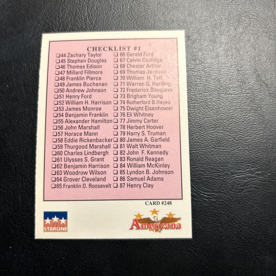 Jb15 Americana 1992 StarLine #248 Checklist 1 | eBay