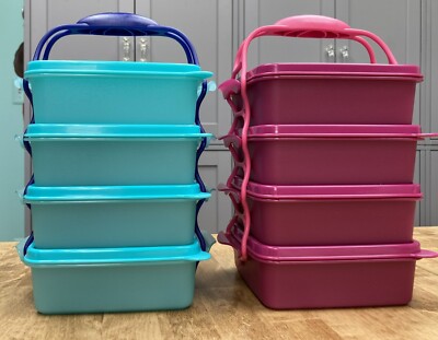 Tupperware CrystalWave Goody Box Container Set with Handle-Color Choice ...