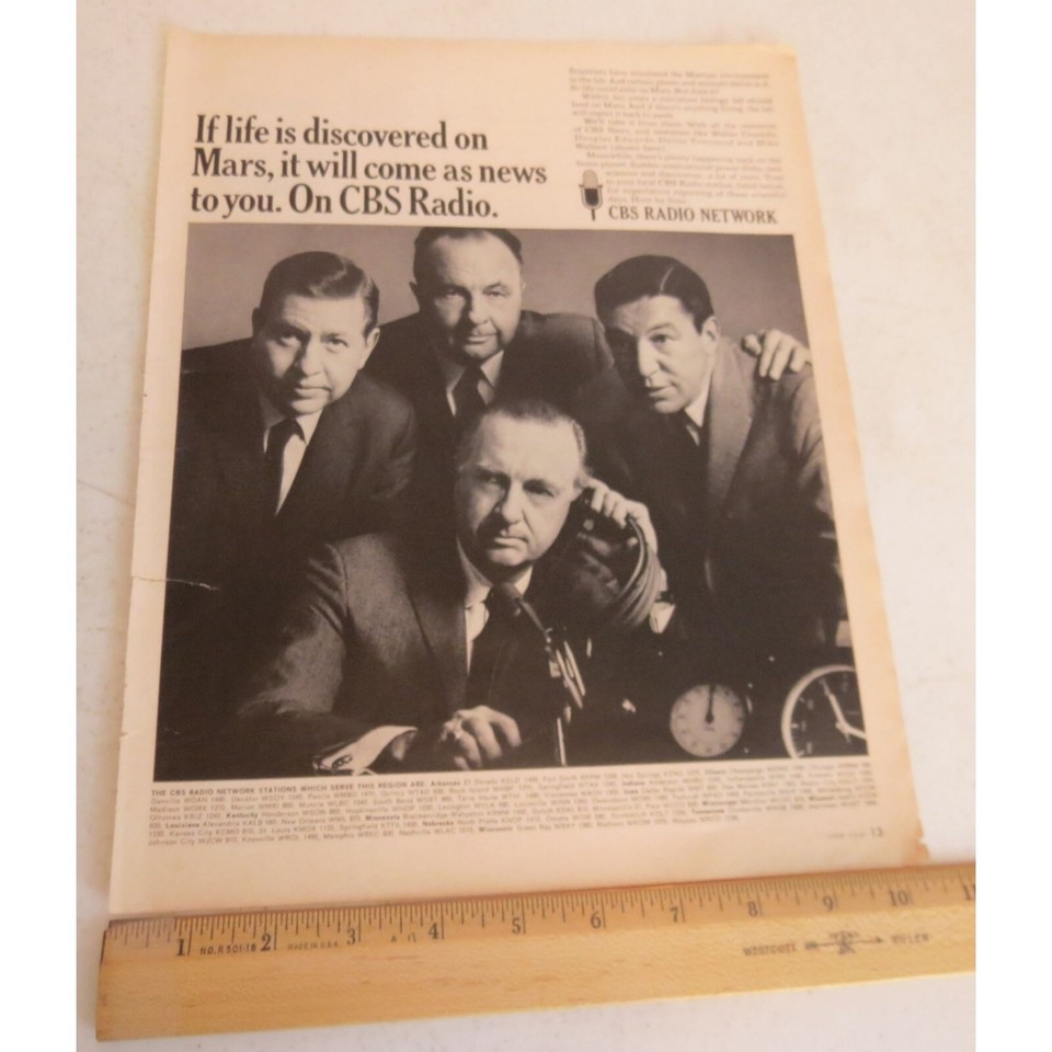 1967 CBS Radio Print Ad Walter Cronkite Douglas Edwards Dallas Townsend ...
