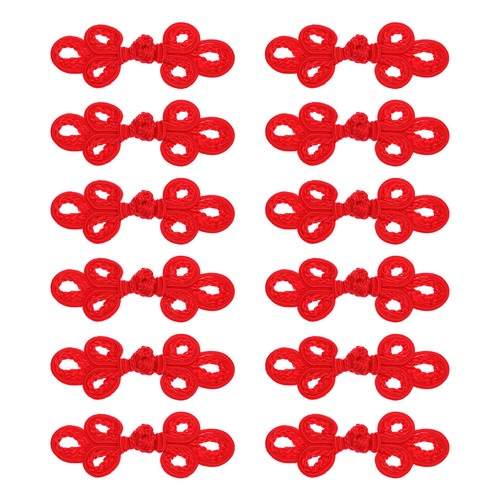 12 Pairs Chinese Knots Frog Buttons Red Sewing Buttons Fasteners ...