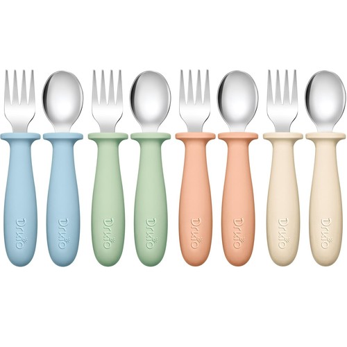 8 Pieces Toddler Utensils Set - Kids Silverware Set with Silicone ...