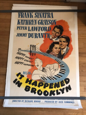 IT HAPPENED IN BROOKLYN linen backed 1947 Frank Sinatra Kathryn Grayson ...