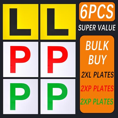 6Pcs driver Magnetic L Red P GREEN P Plate Car Number License BRAND NEW ...