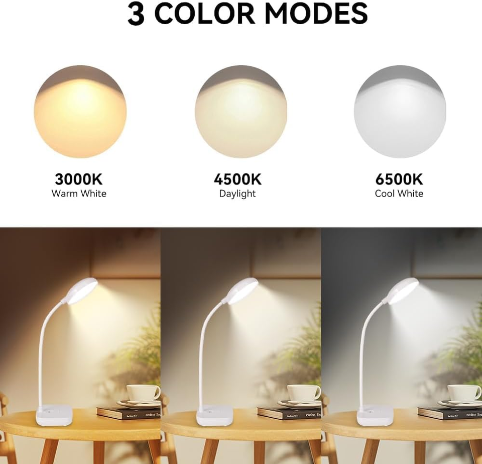 Battery Desk Lamp Light,Black,Cordless desk lamp rechargeable,Small ...