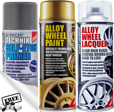 E-Tech Gold Car Alloy Wheel Spray Paint & Self Etch Primer & Lacquer ...