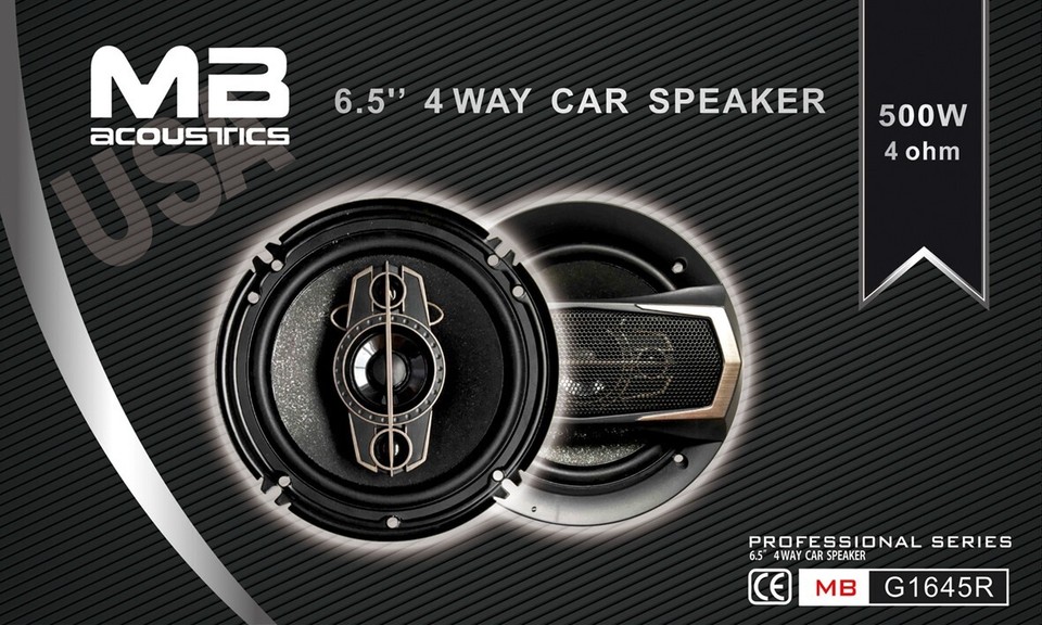 MB ACOUSTICS 6.5" Full Range 4-Way Coaxial Low Profile Car Speakers ...