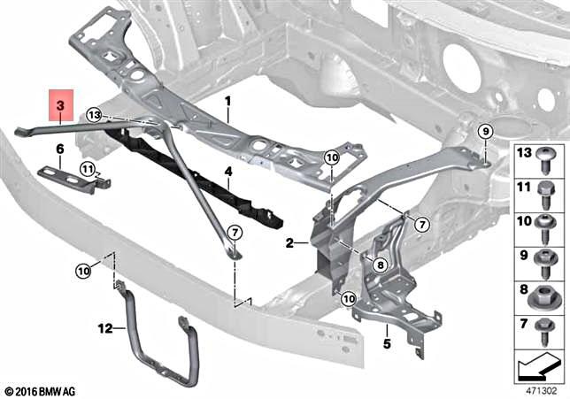 BMW 2 GT F46 Front Panel V-strut 51647434549 Genuine for sale online | eBay