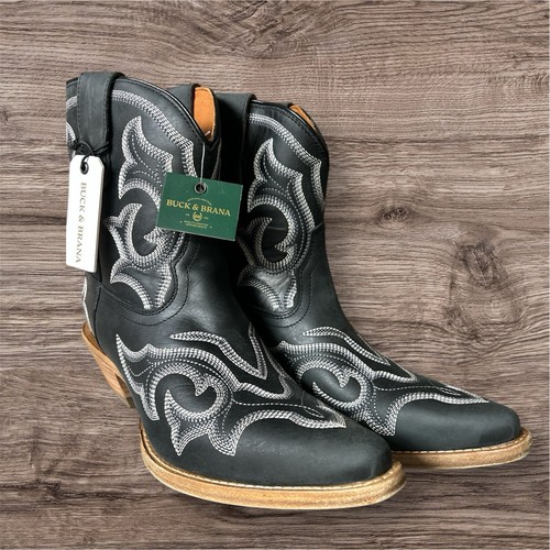 Buck & Brana Eleanor Western Boots Women's Black Leather Embroidery | eBay