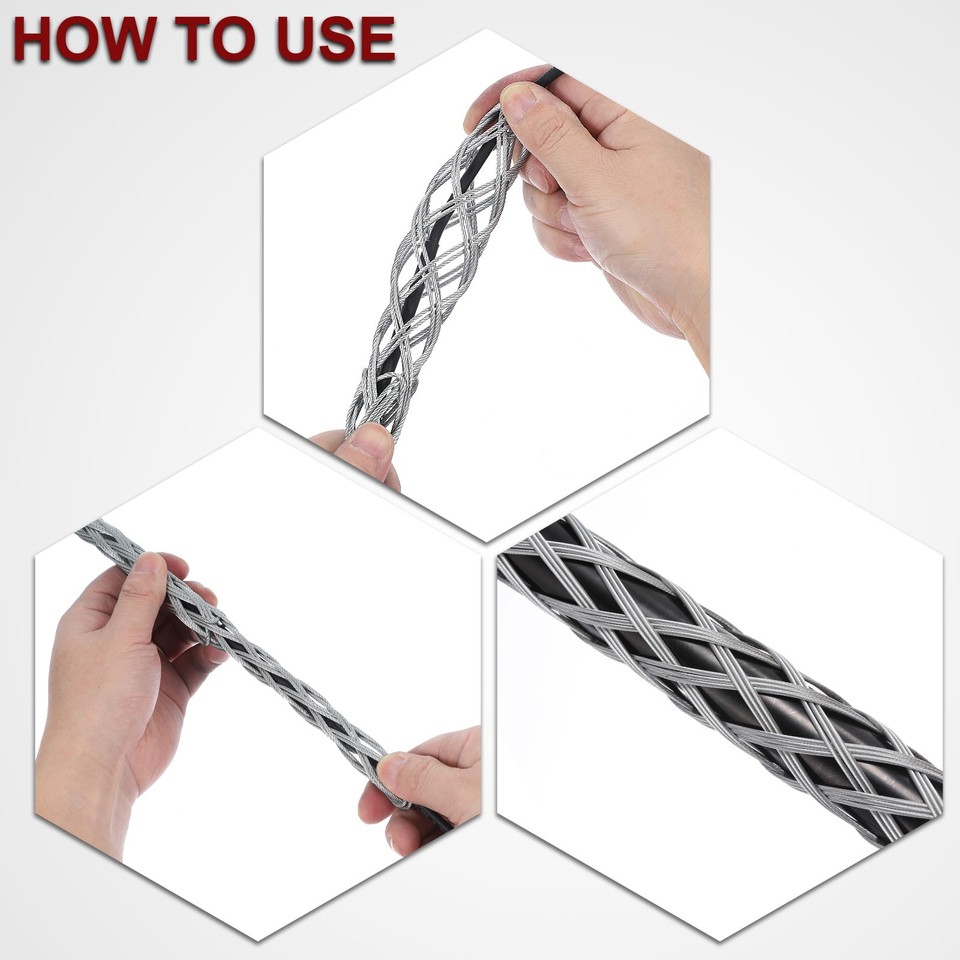 60-80mm Cable Pulling Wire Socks 66.93" Long Grip Socks Net Mesh Cable ...