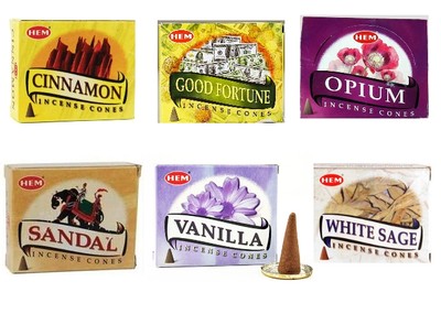 LOT OF 60 Assorted HEM Cone Incense 6 Box OF 10 Cones = 60 Cone ...