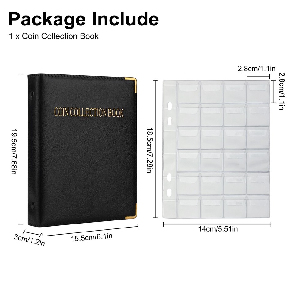 480 Pockets Coin Storage Book Collection Album Folder US Penny Quarter ...