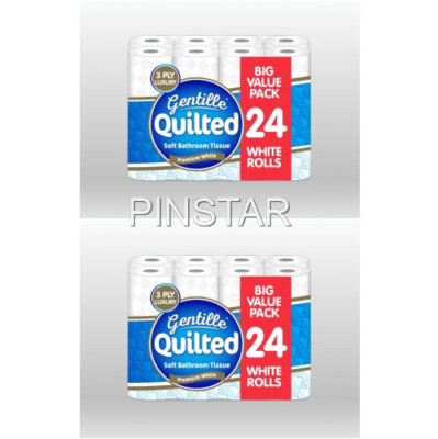 48 Rolls Gentille Quilted 3 ply Luxury Soft & Strong Toilet Tissue Roll ...