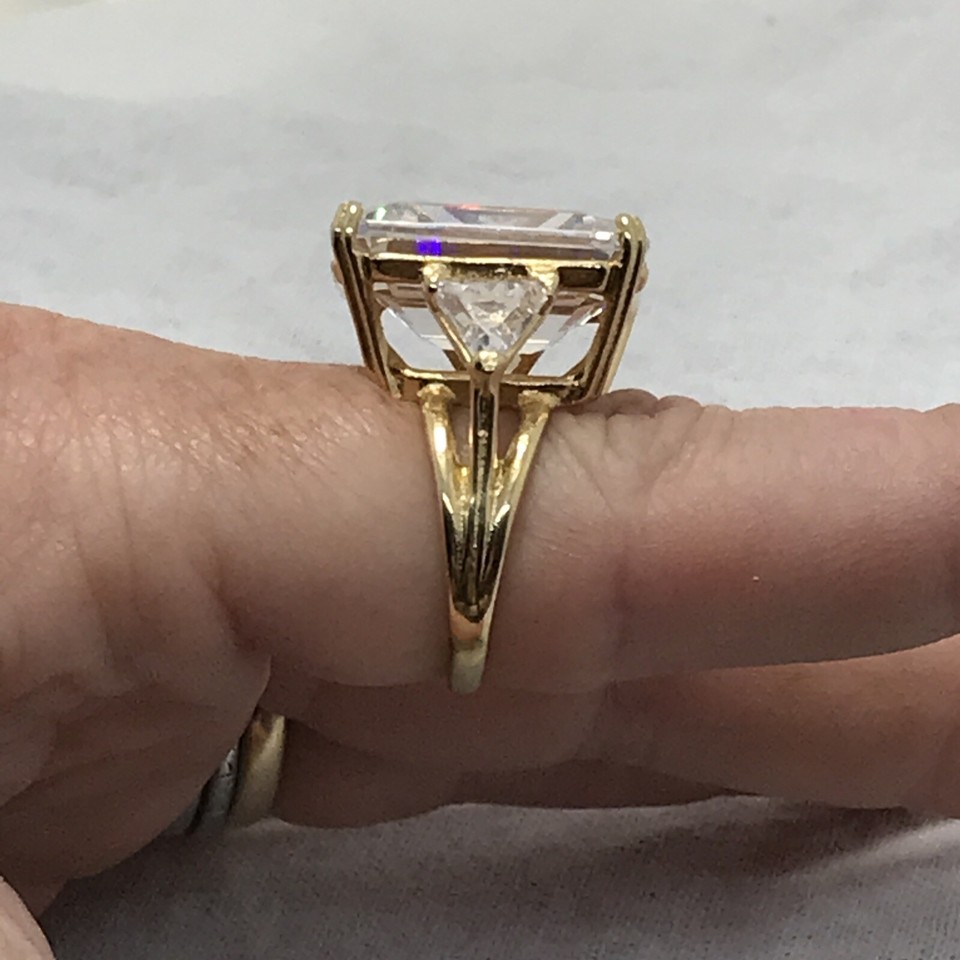 Vintage 18K GE Yellow Gold and Clear Cubic Zirconia's In Huge Design ...