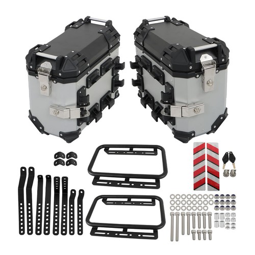 Motorcycle Rear Box 36L Universal case panniers Silver Side cases motor ...
