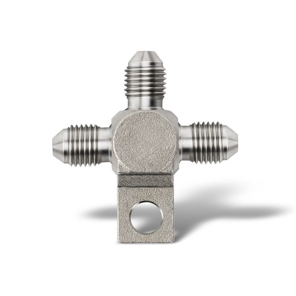 3AN AN-3 Stainless Steel AN3 3-Way Male Brake Hose Fitting Tee Adapter ...