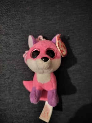 TY Beanie Boos - JOEY the Pink Fox Key Clip - CLAIRE'S EXCLUSIVE - with ...