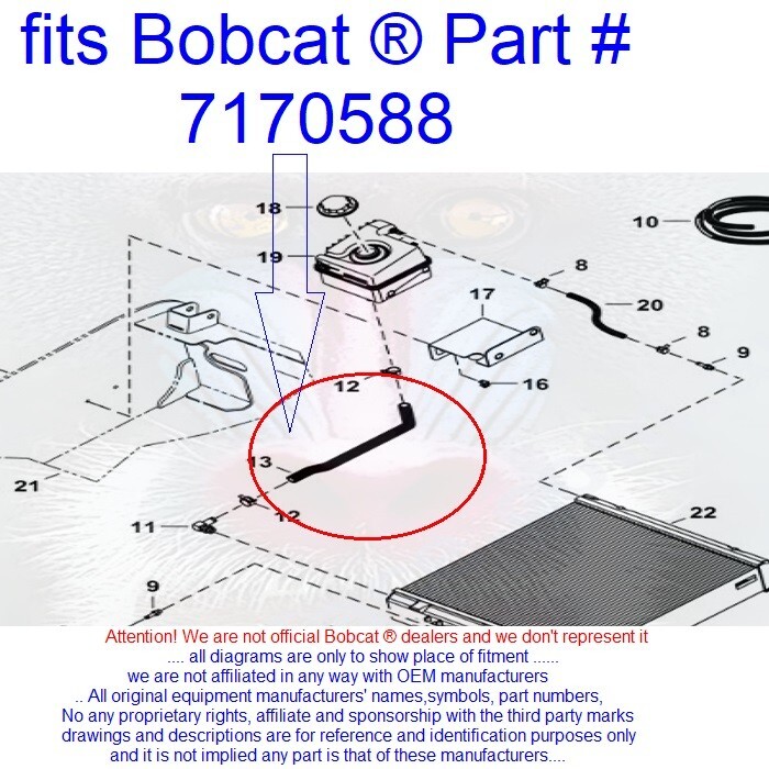 for Bobcat Radiator Water Hose Pipe Coolant Expansion Tank 7170588 S750 ...