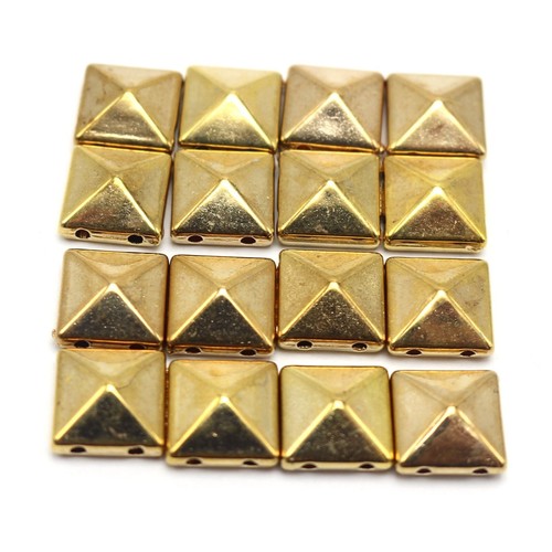 100 Gold Tone Metallic Rock Punk Square Pyramid Rivet Acrylic Stud ...