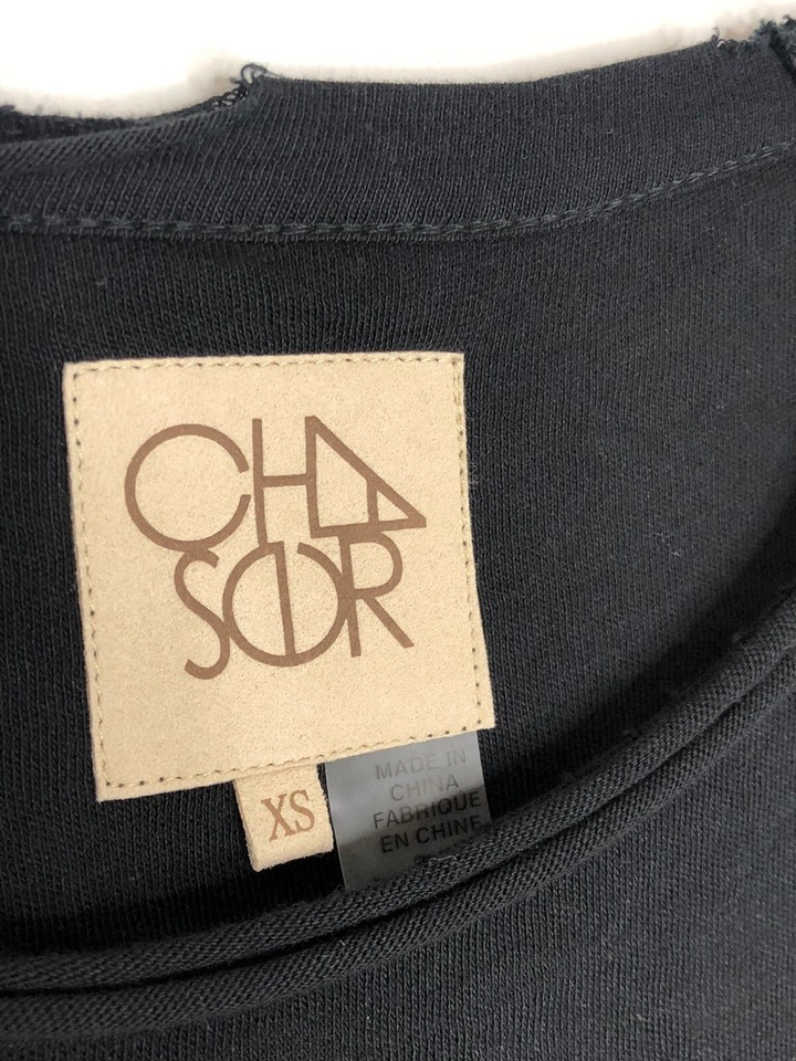 CHASER Women’s Black Cage Back Long Sleeve Cotton Pullover Sweater Sz ...