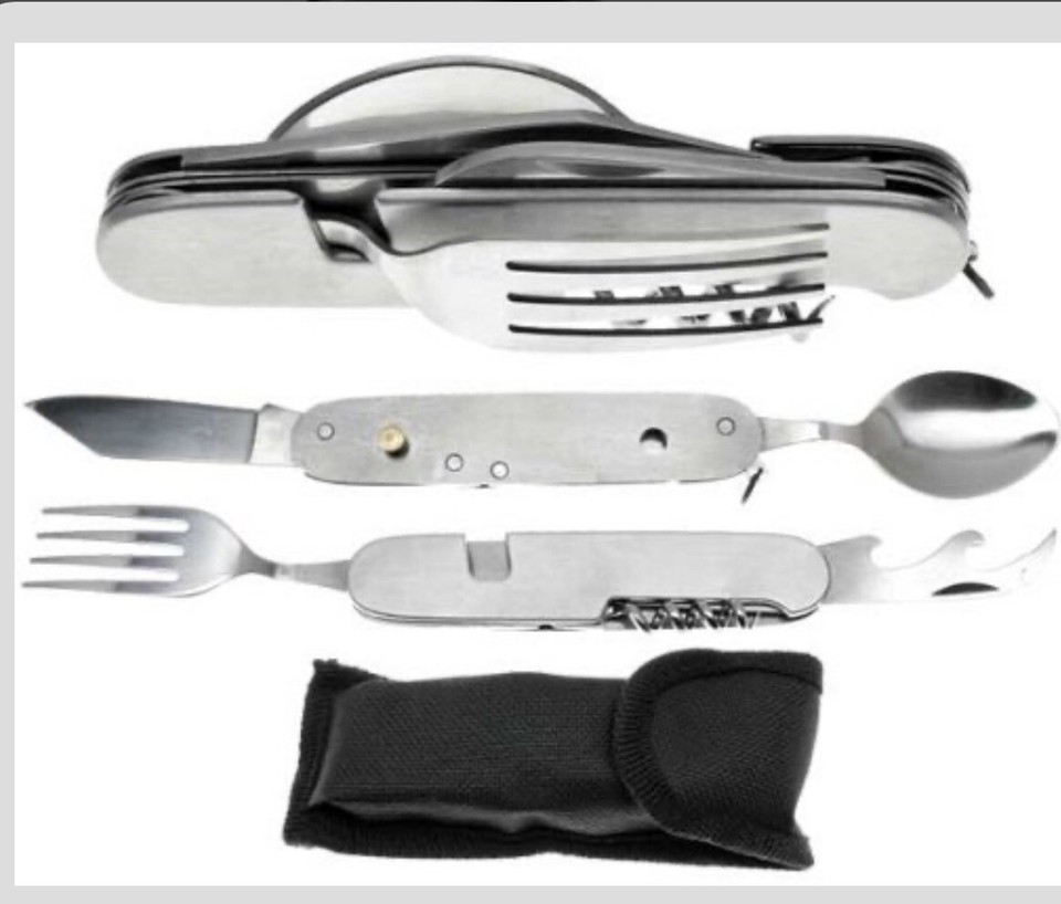 7-In-1 Stainless Steel Multi Function Camping Tool Utensils Knife Spoon Opener | eBay