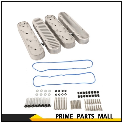 Silver LS Finned Cast Aluminum Valve Covers For Chevy Small Block SB V8 ...