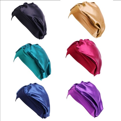 Turbans Forehead for Knot Headwrap Bohemian Pre-Tied Solid Color Bonnet ...