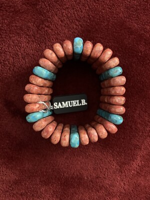 Brand New Renowned & Distinguished Samuel B. Coral & Turquoise Stretch ...