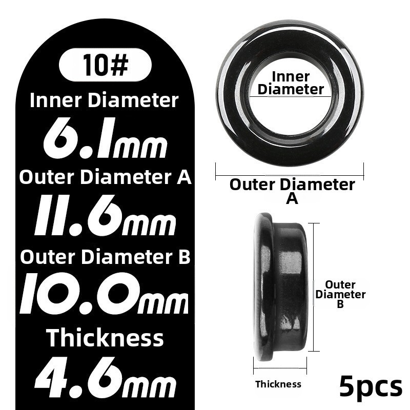 Nickel Plated Fishing Rod Guide Rings 1/5 PCS Black OD 6mm 8mm 10mm ...