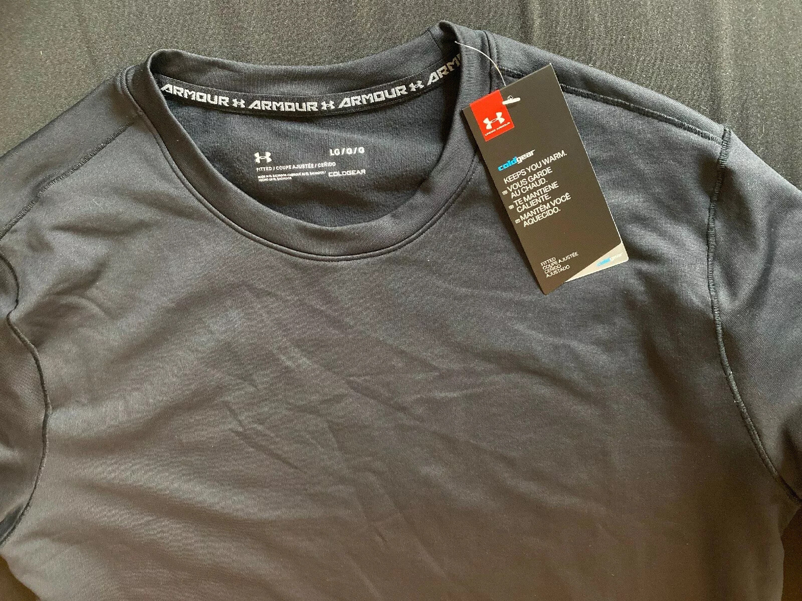 Under Armour Mens Large UA Coldgear Fitted Crew Neck Long Sleeve NWT ...