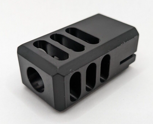 9mm 9-Port 1/2-28 Counterbored Muzzle Brake Compensator Anodize Black ...