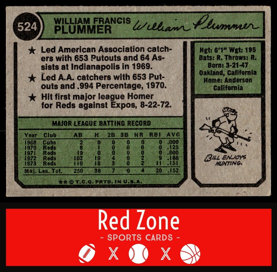 1974 Topps - #524 Bill Plummer EX | eBay