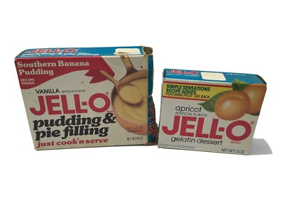 Vintage 80s Jell-O Pudding Gelatin Old Southern Banana Antique Apricot ...
