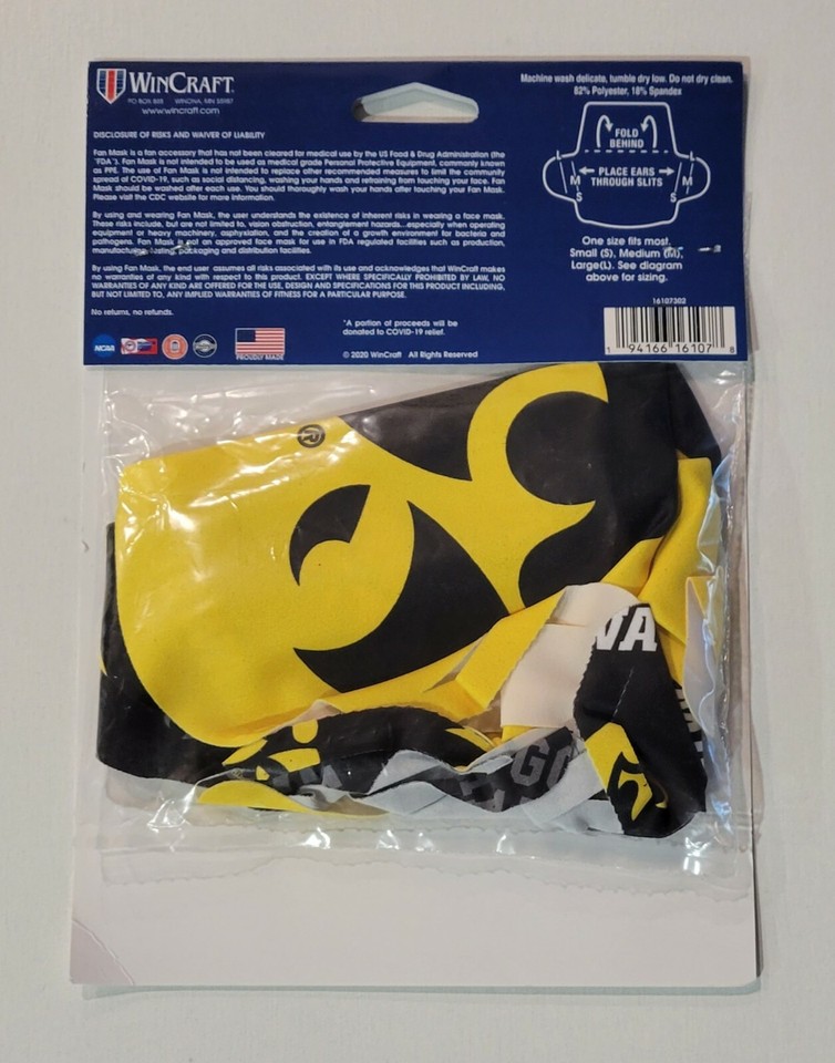 IOWA HAWKEYES Protective Face Masks 3-Pack Fan Masks - Made in USA ...