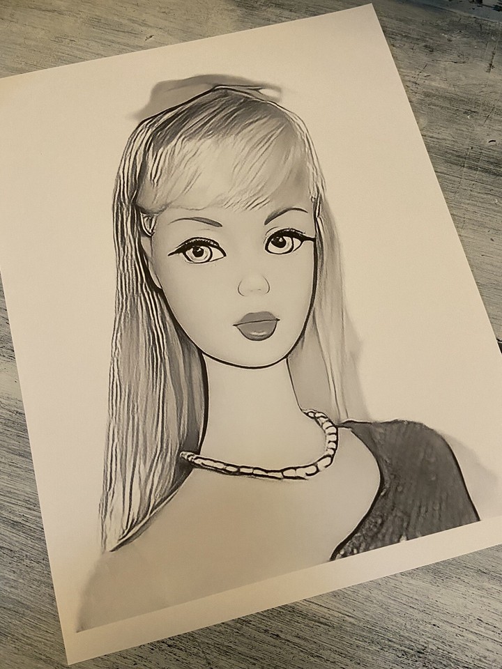 RETRO BARBIE Portrait Art Print 8x10 : Black & White Art #301 ...