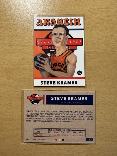 2019 Lana Sports 1967-68 ABA - Steve Kramer #127 (RC) for sale online | eBay