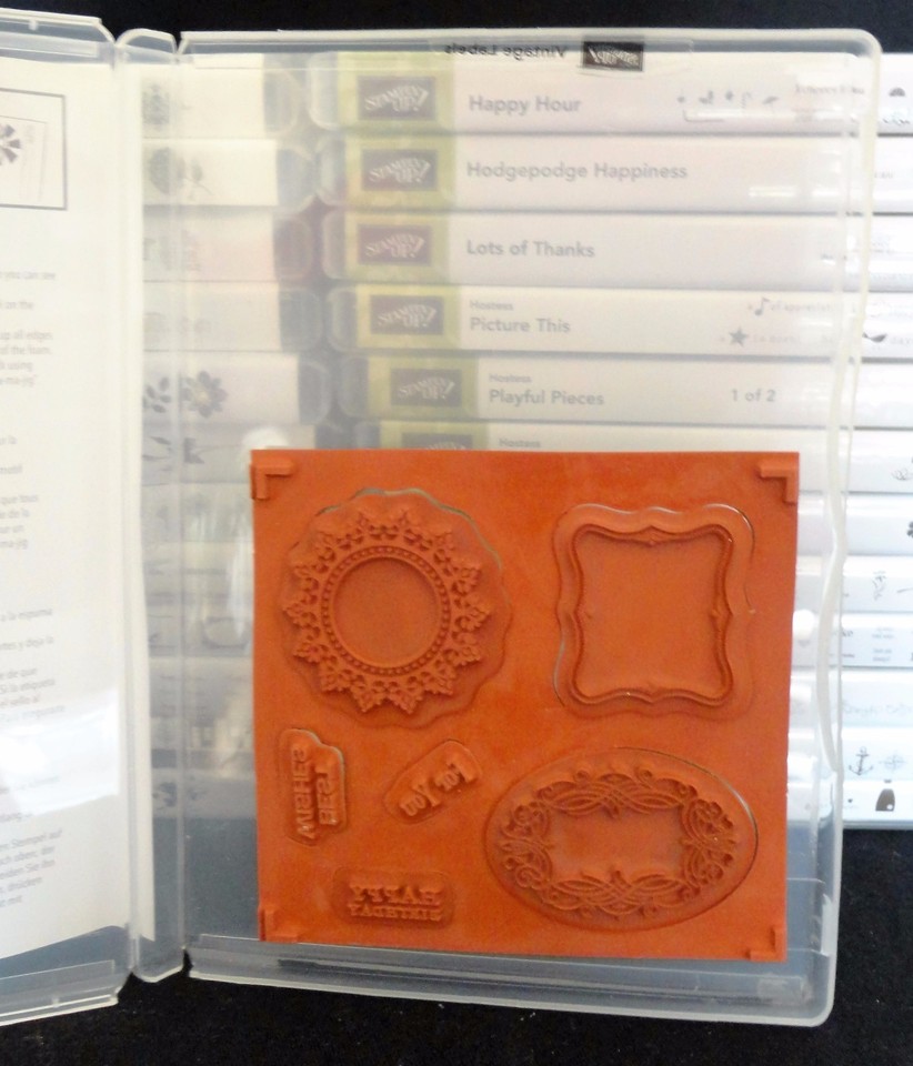 2010 Stampin Up VINTAGE LABELS 6 pc CLEAR MOUNT Rubber STAMP Set Tags ...
