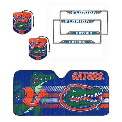 NEW NCAA FLORIDA GATORS SUNSHADE & 2PC AIR FRESHENER & 2PC LICENSE ...