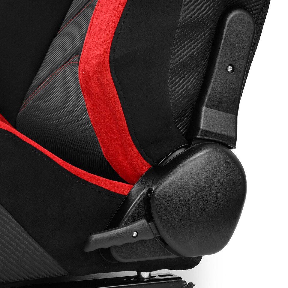 [Pure Series] Pure Black+Red Reclinable PVC Car Racing Seats Pair W/Slider L&R | eBay