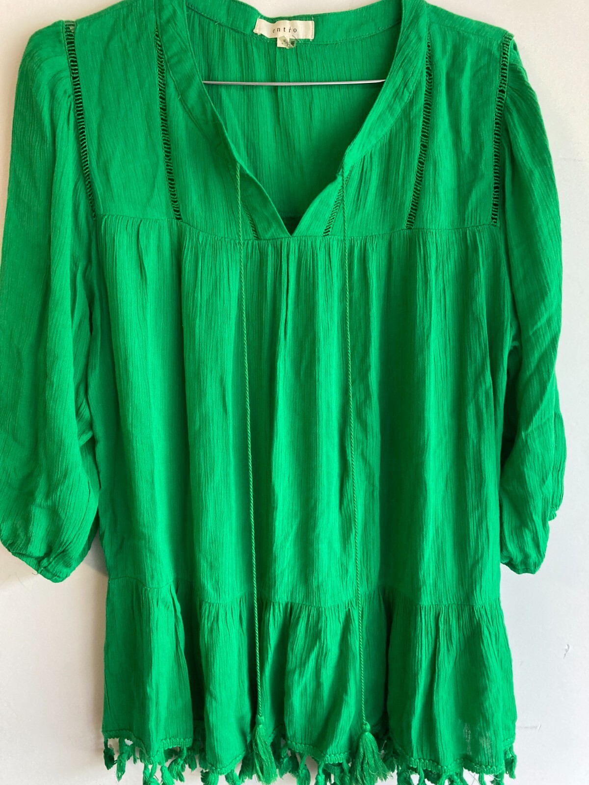 Entro Green Bishop sleeve Tunic Top | eBay