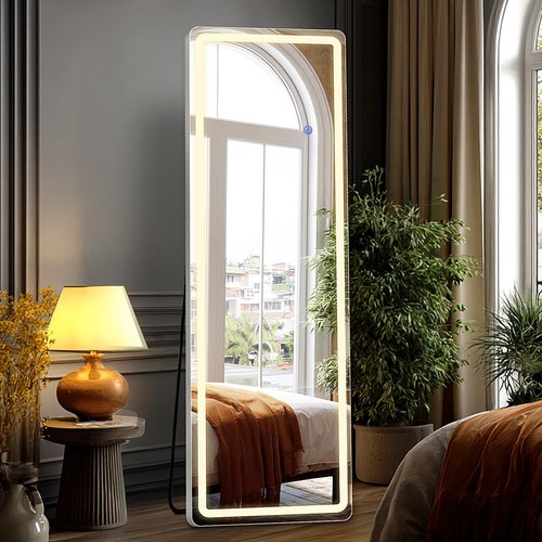 LED Full Length Mirror, 15.7×59.8" Floor Standing Mirror with 3 Color ...