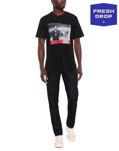 RRP €432 PHILIPP PLEIN GOLD CUT T-Shirt Size L Coated 'SCARFACE' Round ...