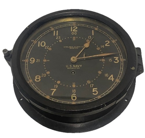 Vintage Chelsea U.S. Navy Large 10" Military Naval Ship Clock No Key | eBay