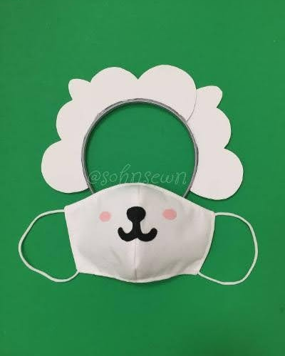 Party Mask + Headband animal ears costume BT21 RJ Alpaca (BTS Jin) kpop ...