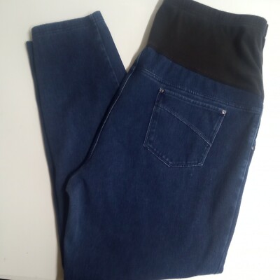 Time and True Blue Denim Pull On Stretch Maternity Straight Jeans Sz ...