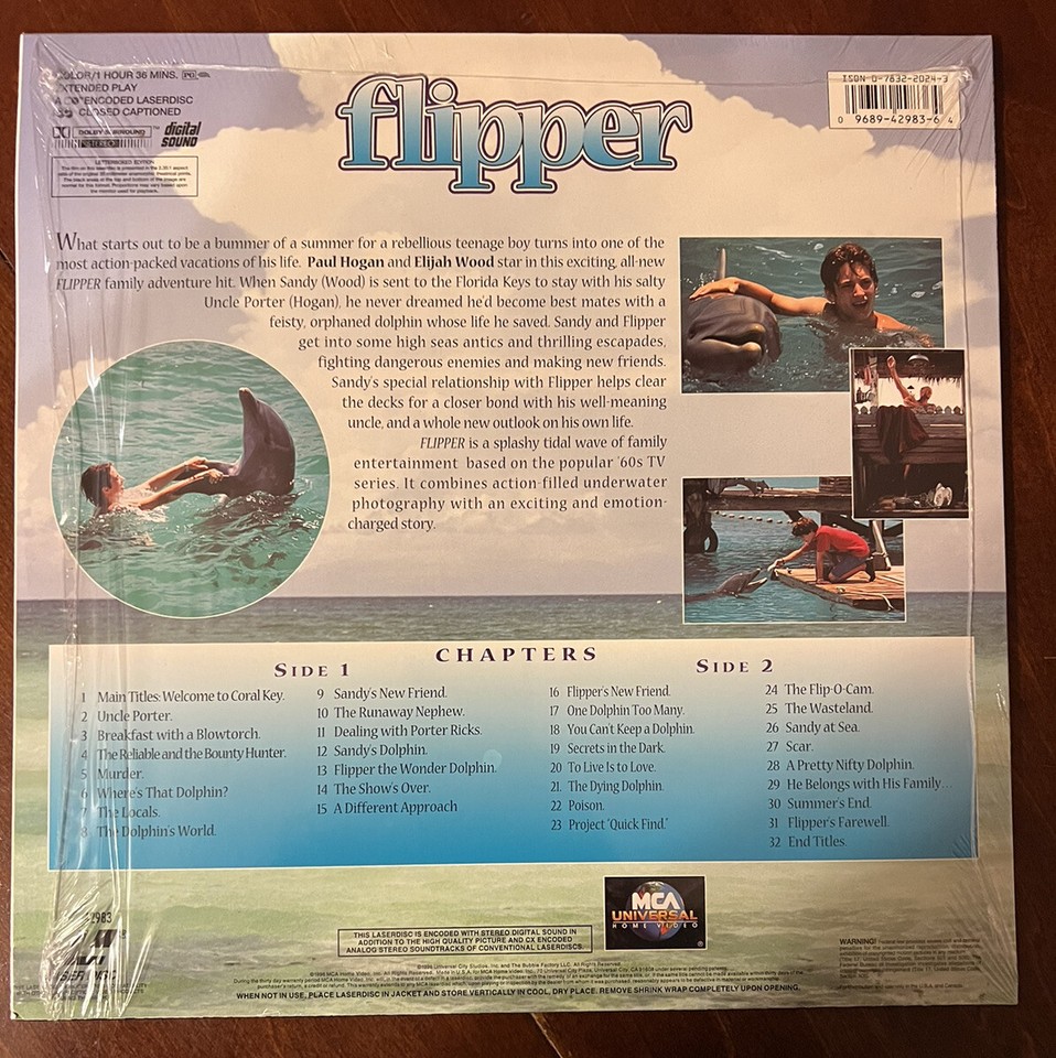 Flipper (1996) Laserdisc Widescreen Elijah Wood Paul Hogan Excellent ...