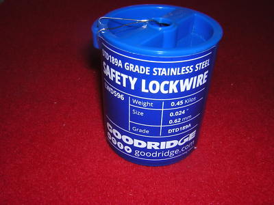Goodridge Lock Wire Stainless Steel 0.6mm/0.024"Grade 302 Tub WT 0 ...